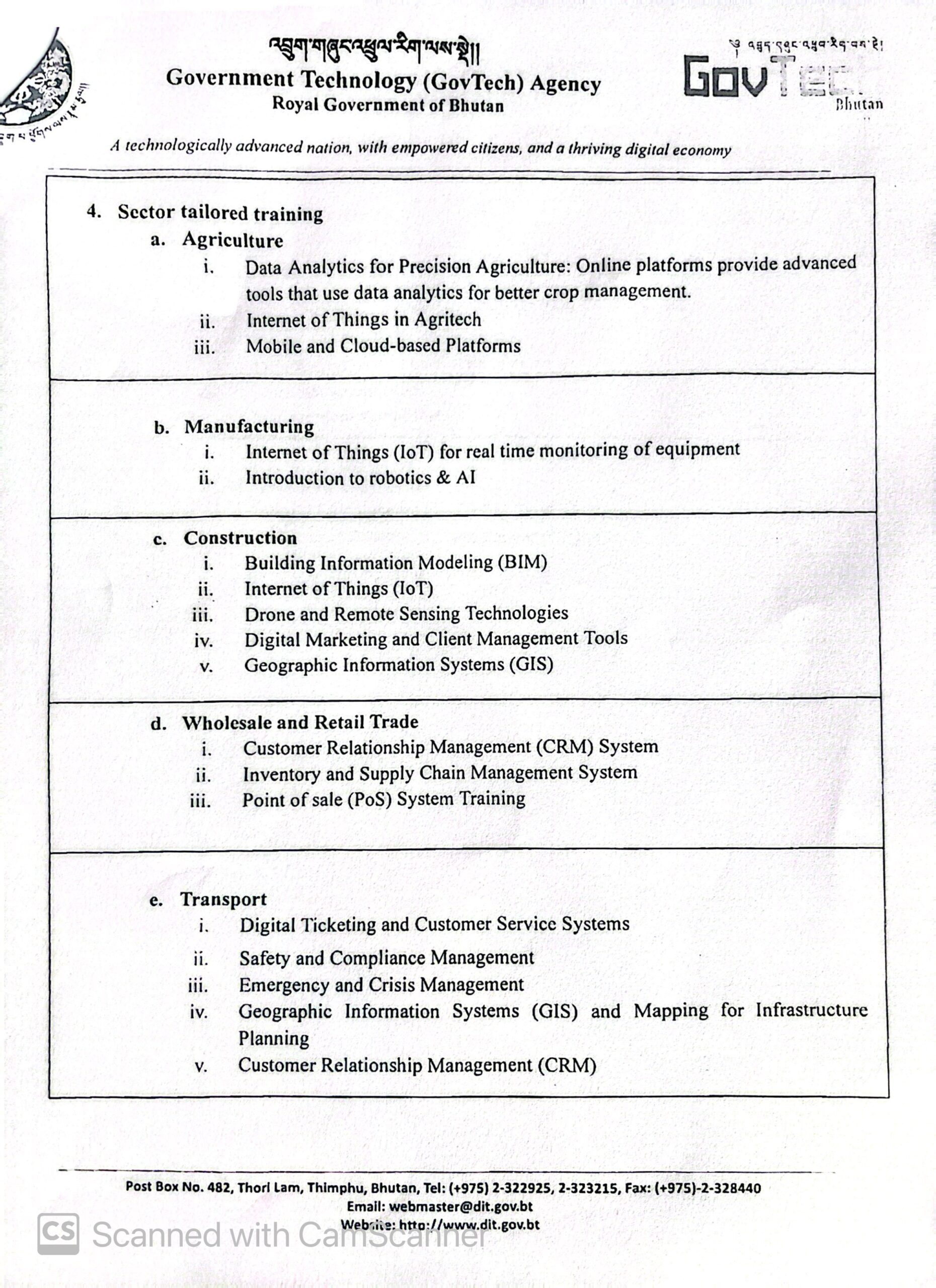 Digital Skilling Program for Citizens – Dzongkhag Administration, tsirang
